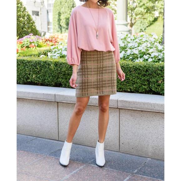 Kori | Skirts | New Kori New Age City Girl Skirt In Brownpink Plaid ...